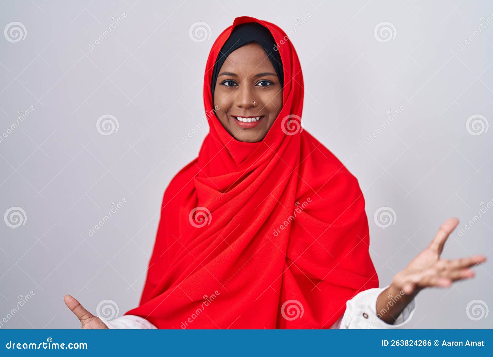 Young Arab Woman Wearing Traditional Islamic Hijab Scarf Smiling
