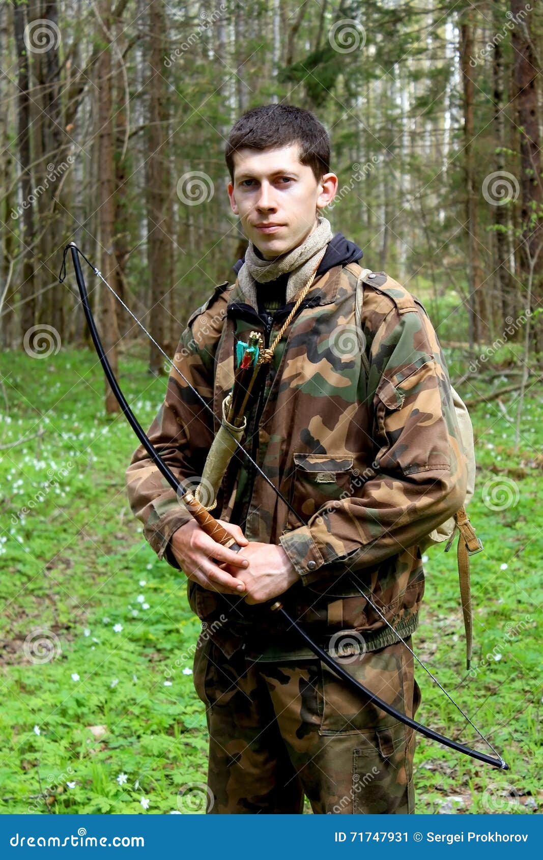 Young archer in forest stock image. Image of green, tree - 71747931