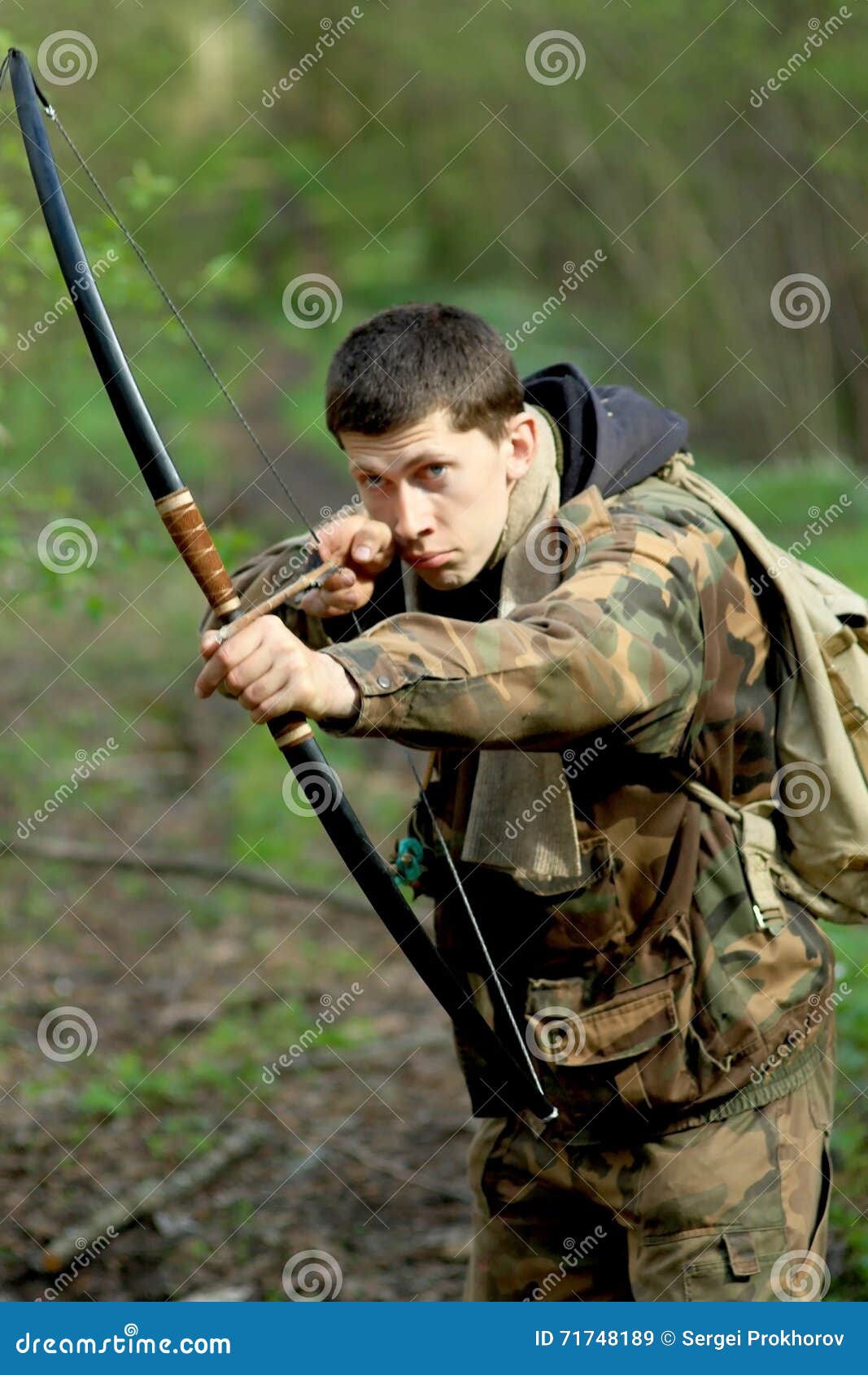 Young archer in forest stock image. Image of nature, extreme - 71748189