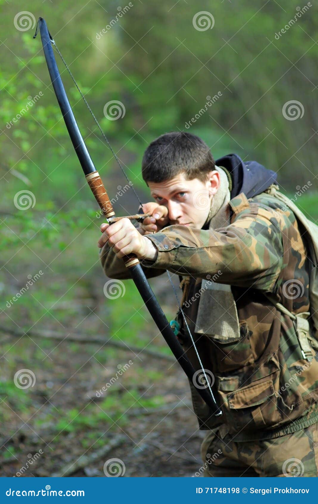 Young archer in forest stock photo. Image of target, grass - 71748198