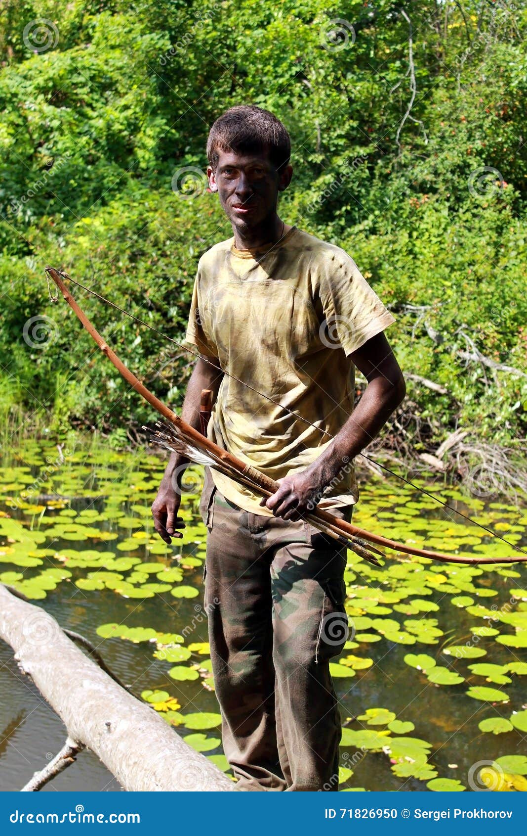 Young archer in forest stock photo. Image of arrow, young - 71826950