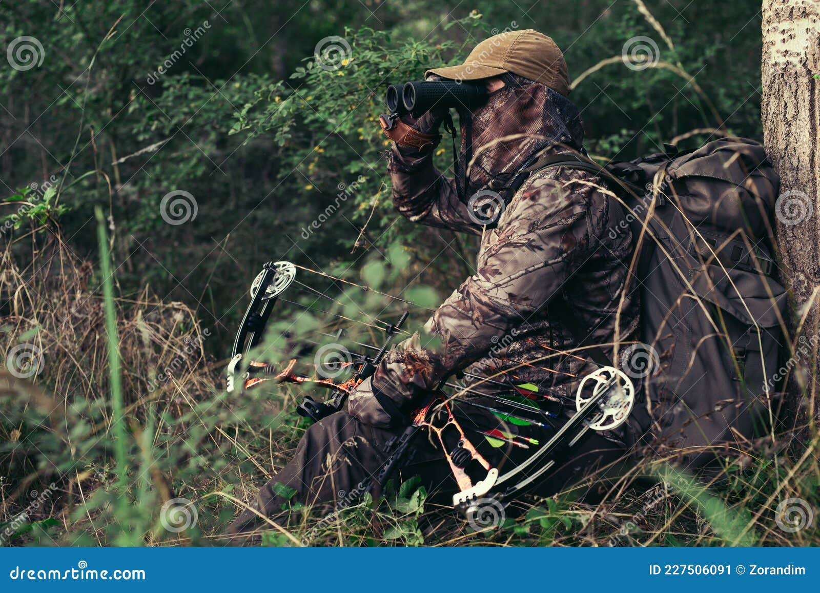 Archery Hunter Scouting for His Next Target. Stock Image - Image of ...