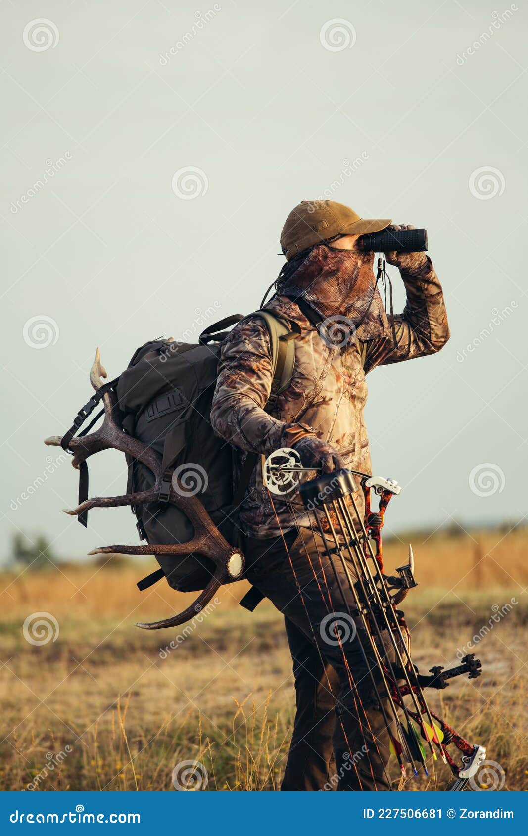 Archery Hunter Scouting for His Next Target. Stock Image - Image of ...