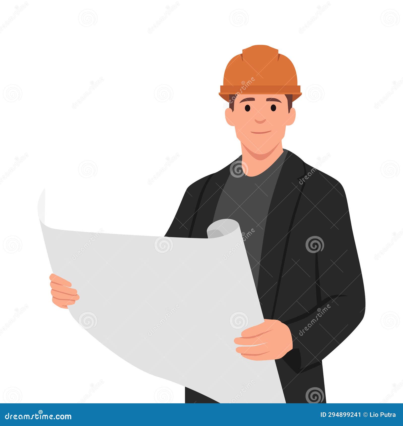 Young Architect Builder Studying Layout Plan of the Rooms, Serious ...