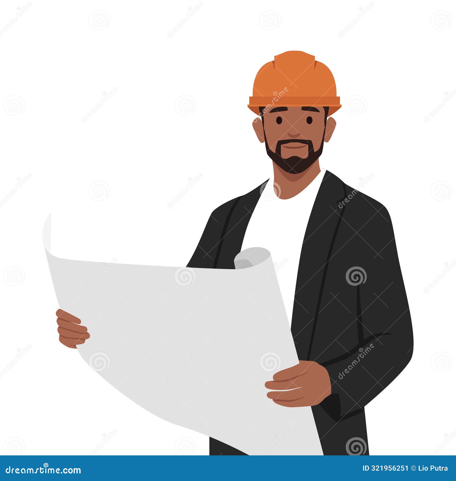 Architect Builder With Layout House Plan Vector | CartoonDealer.com ...