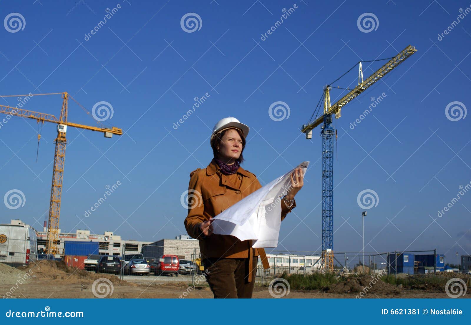 Young Architect in Front of Construction Site Stock Image - Image of ...