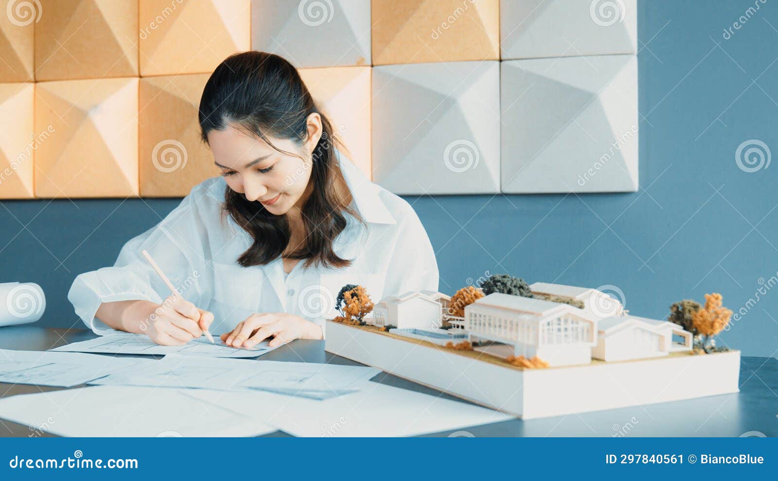 Architect Measure And Calculate Architecture Drawing, Stock Image ...