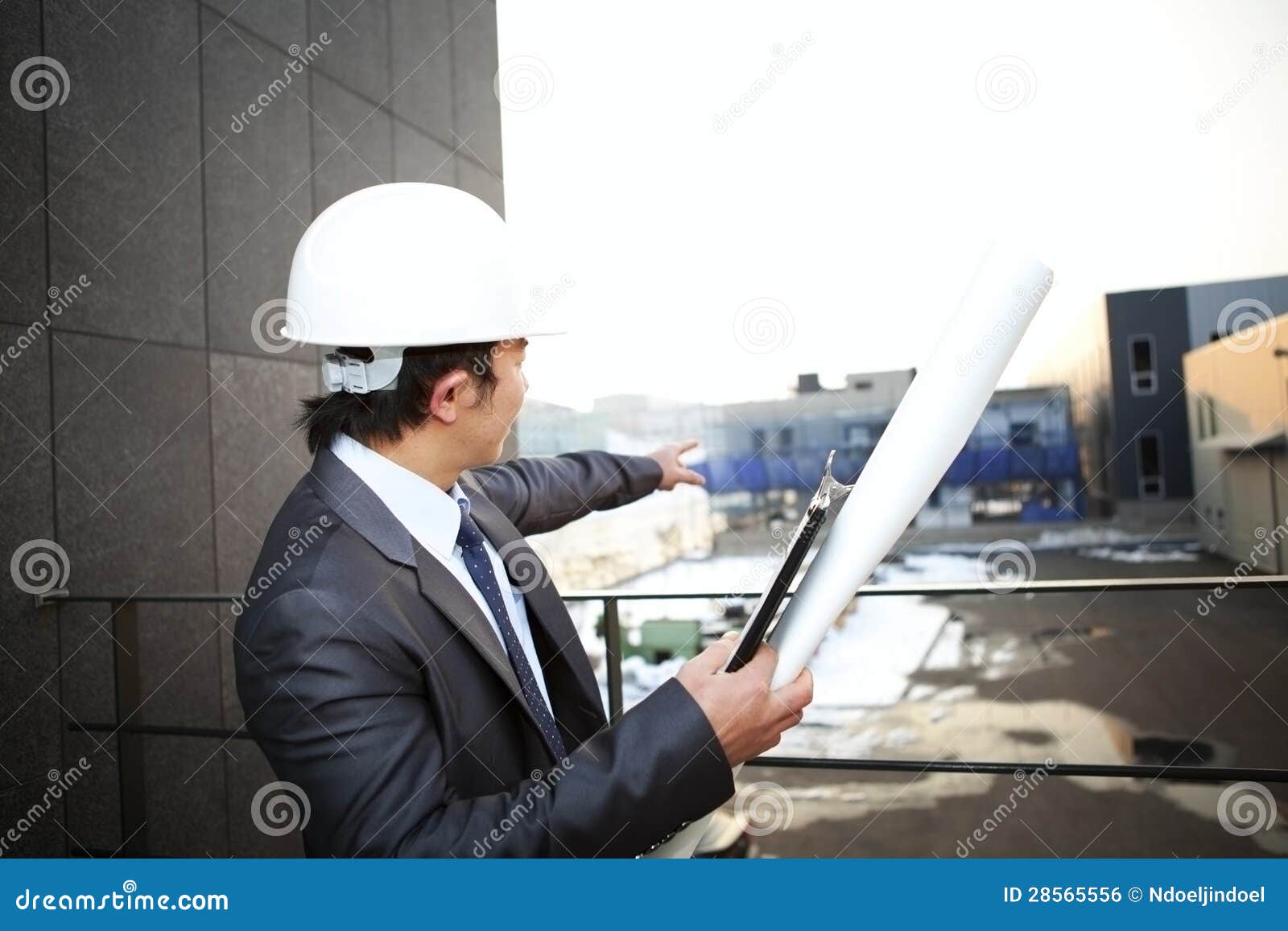 Young Architect Pointing Building Stock Photo - Image of developer ...