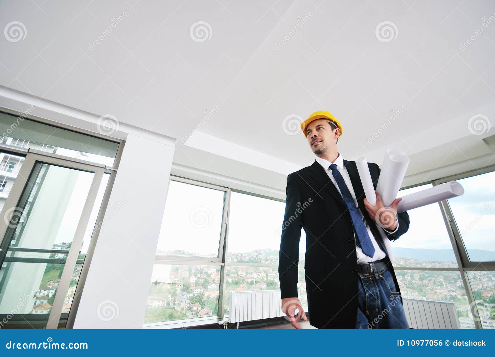 Young architect portrait stock photo. Image of hardhat - 10977056