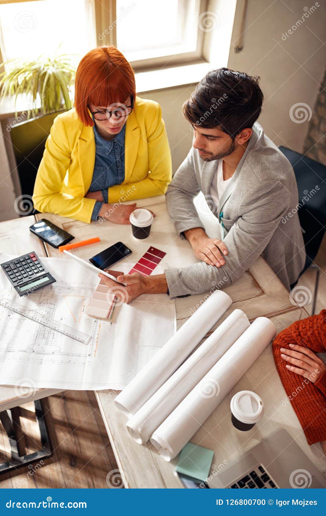 Young Architect Team in Office Stock Photo - Image of color, designer ...