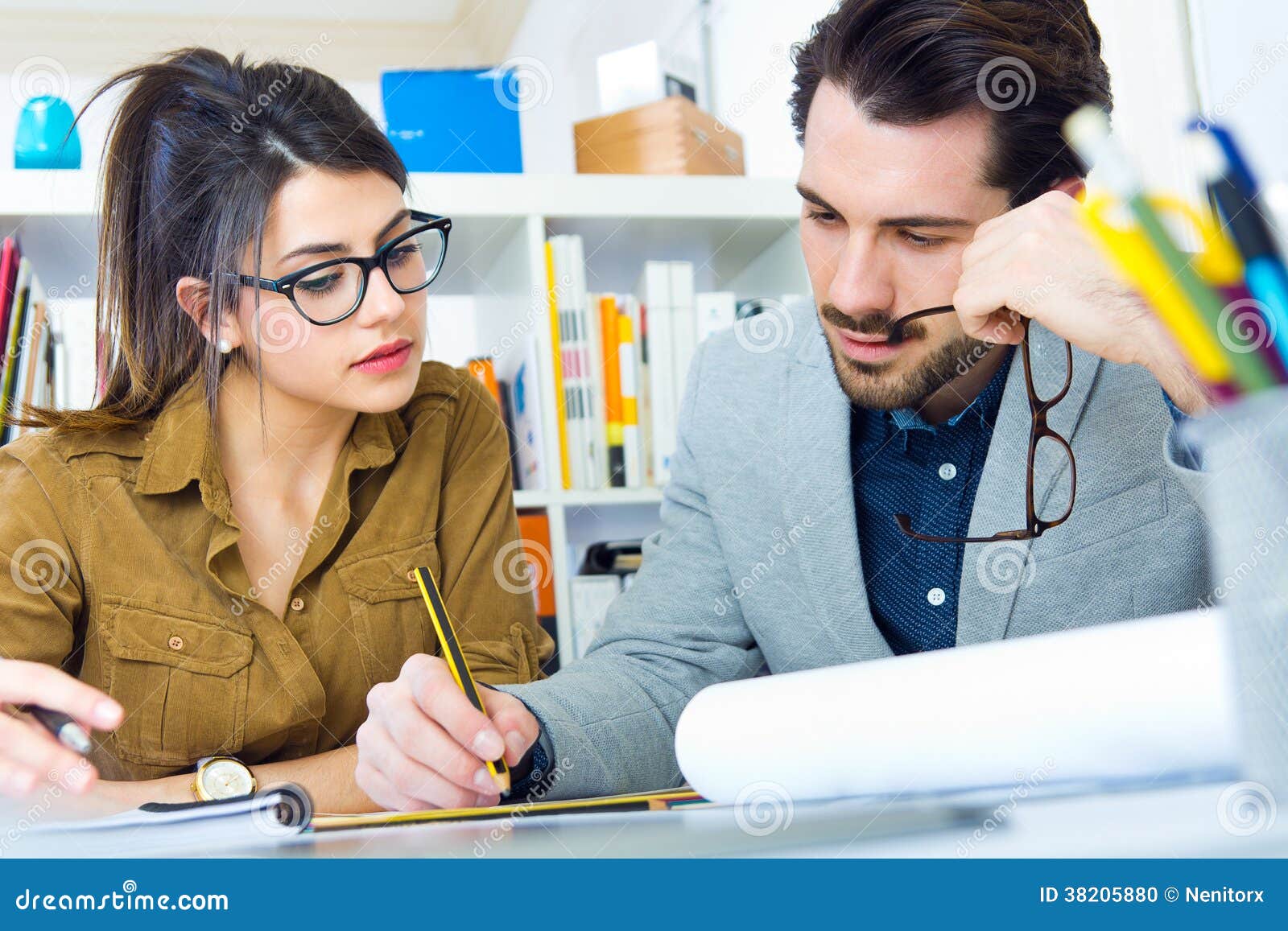 Young Architect Team Working at Office Stock Photo - Image of ...