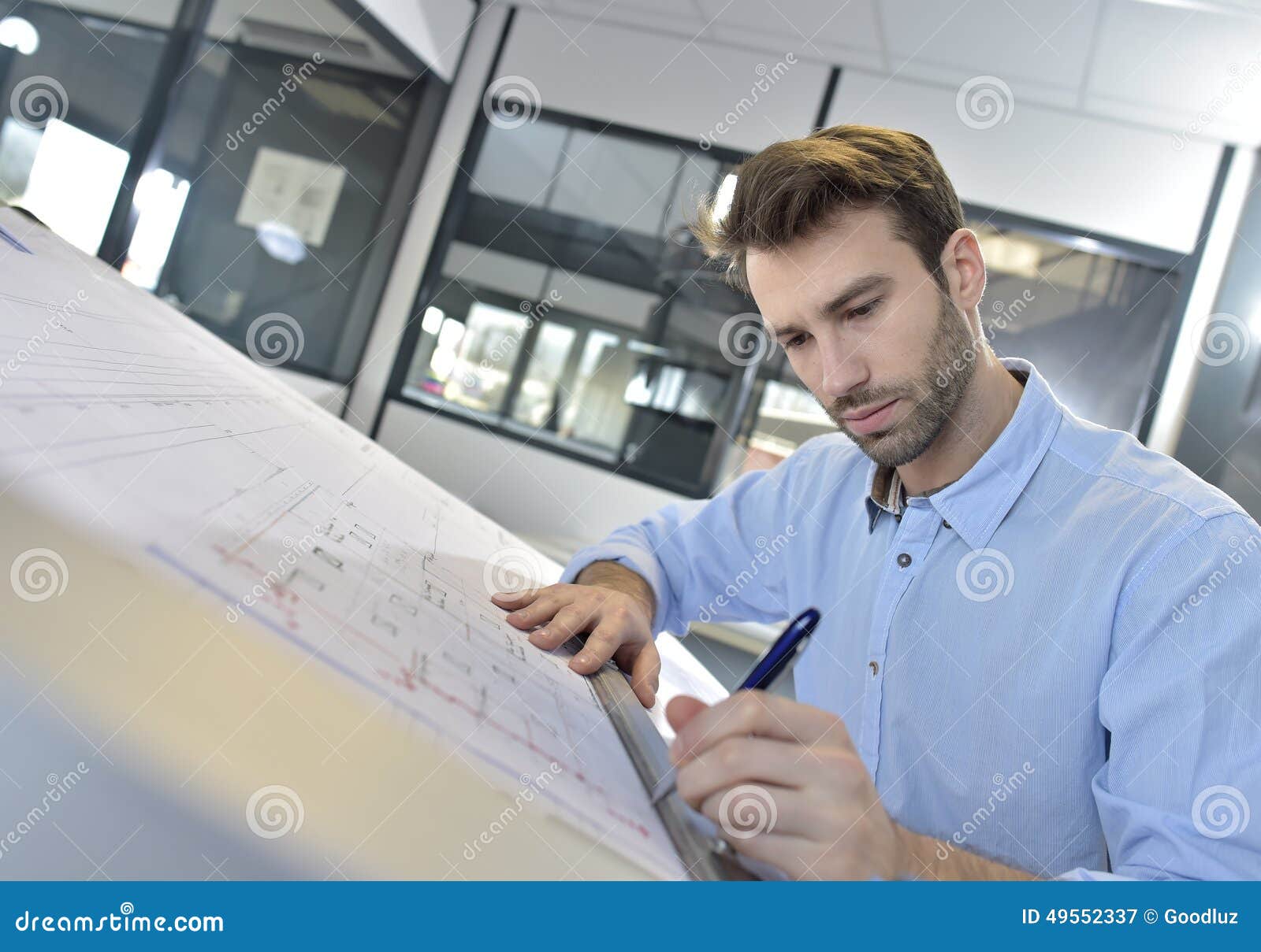 Young architect at work stock image. Image of workplace - 49552337