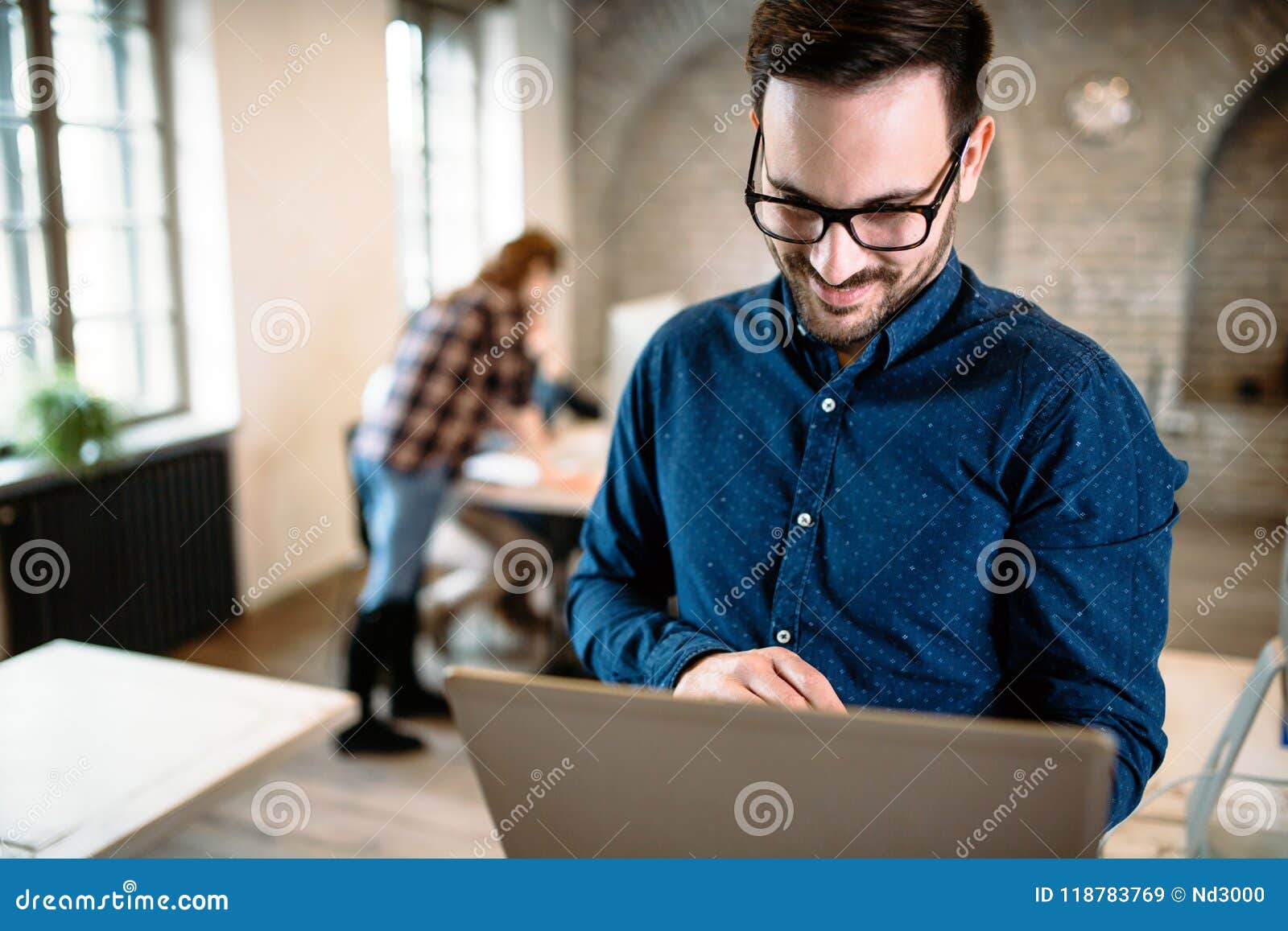 Young Architect Working on Computer in Office Stock Image - Image of ...