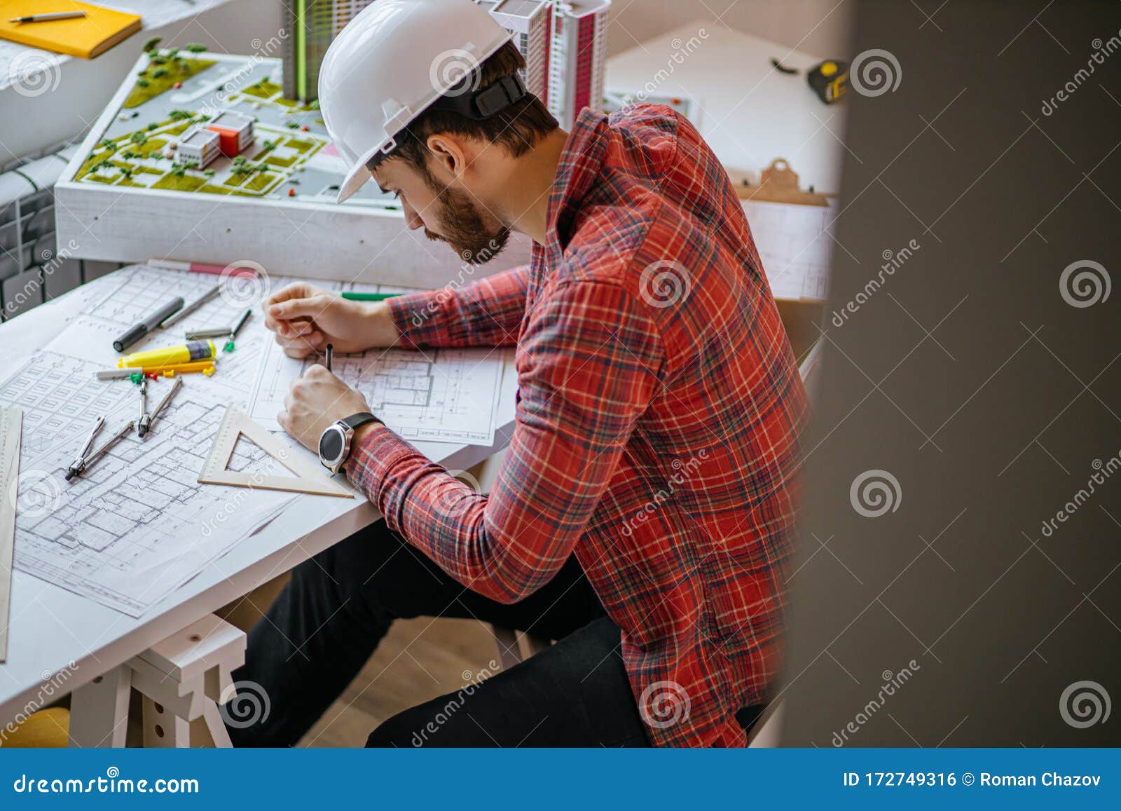 Young Architect Working in the Office Stock Photo - Image of board ... Young Architect Working in the Office Stock Photo - Image of board ...