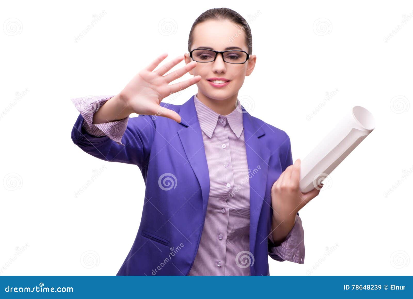 The Young Architect Wth Drawing Isolated on White Stock Image - Image ...