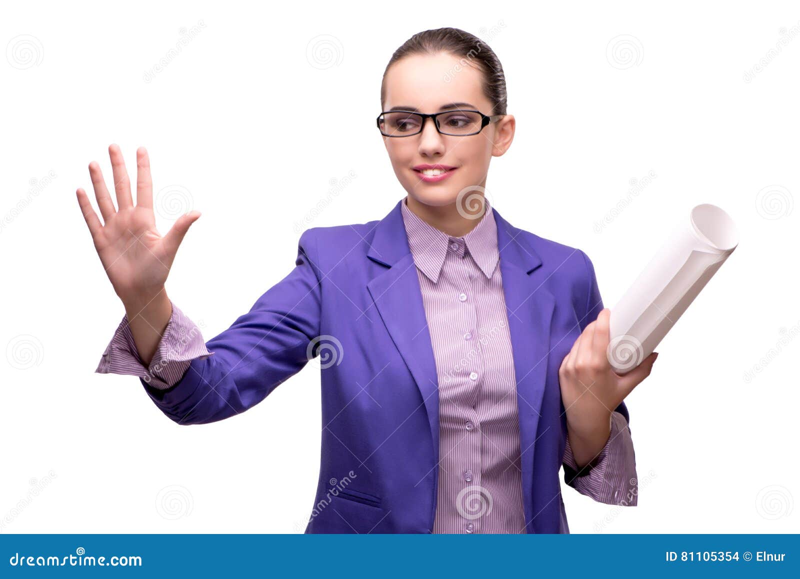 The Young Architect Wth Drawing Isolated on White Stock Photo - Image ...