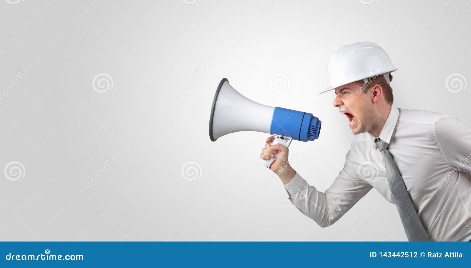 Young Architect Yelling with Megaphone Stock Photo - Image of engineer ...