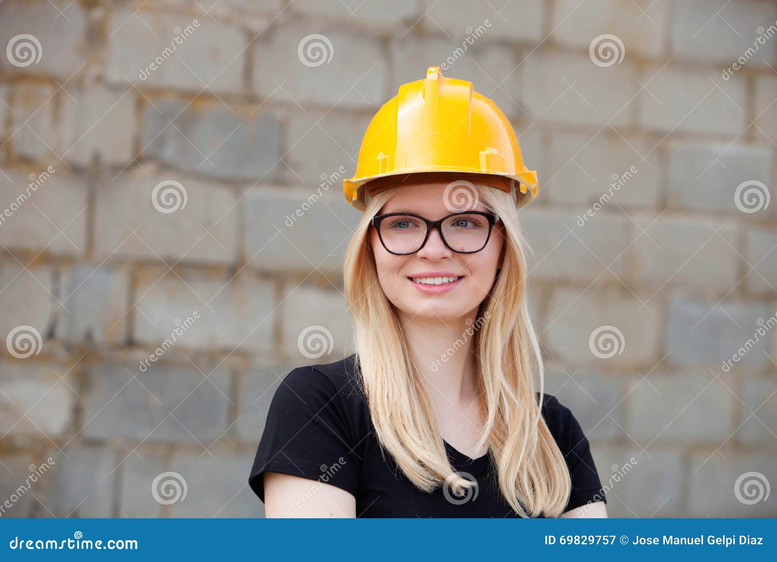 Young Architect with Yellow Helmet Stock Image - Image of holding ...