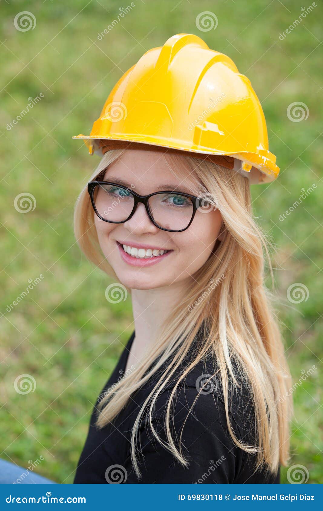 Young Architect with Yellow Helmet Stock Photo - Image of happy ...