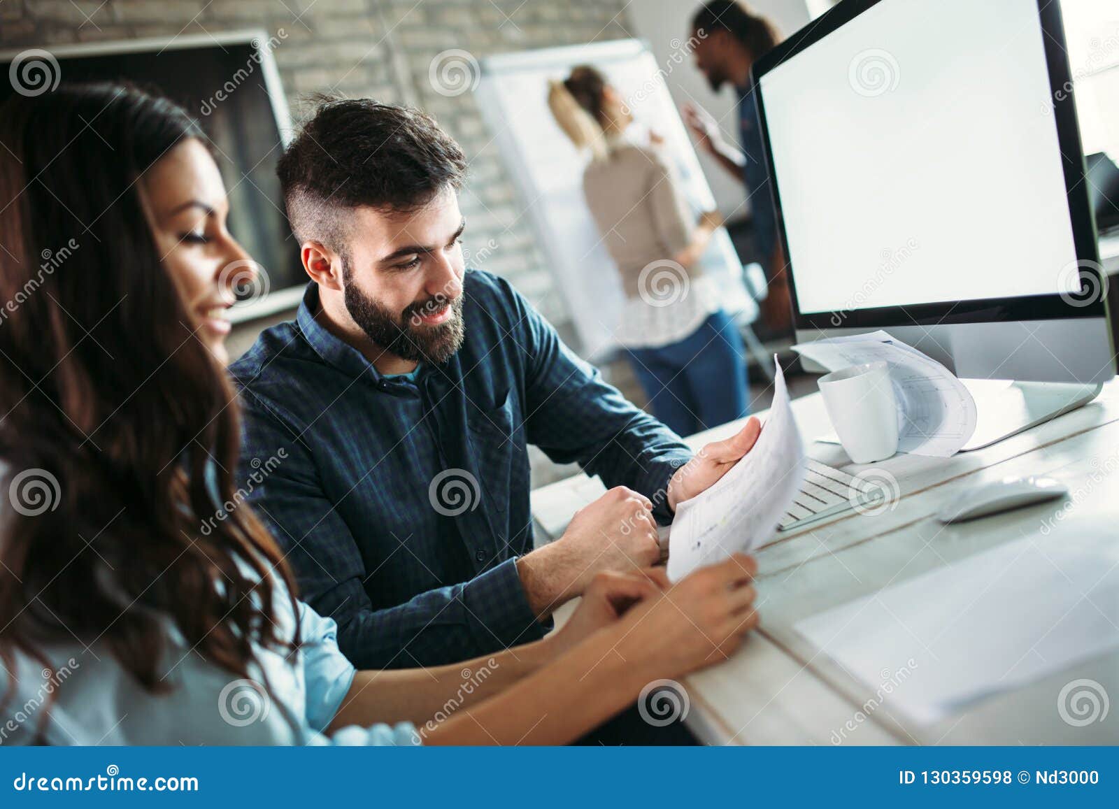 Young Architects Working on Project in Office Stock Photo - Image of ...