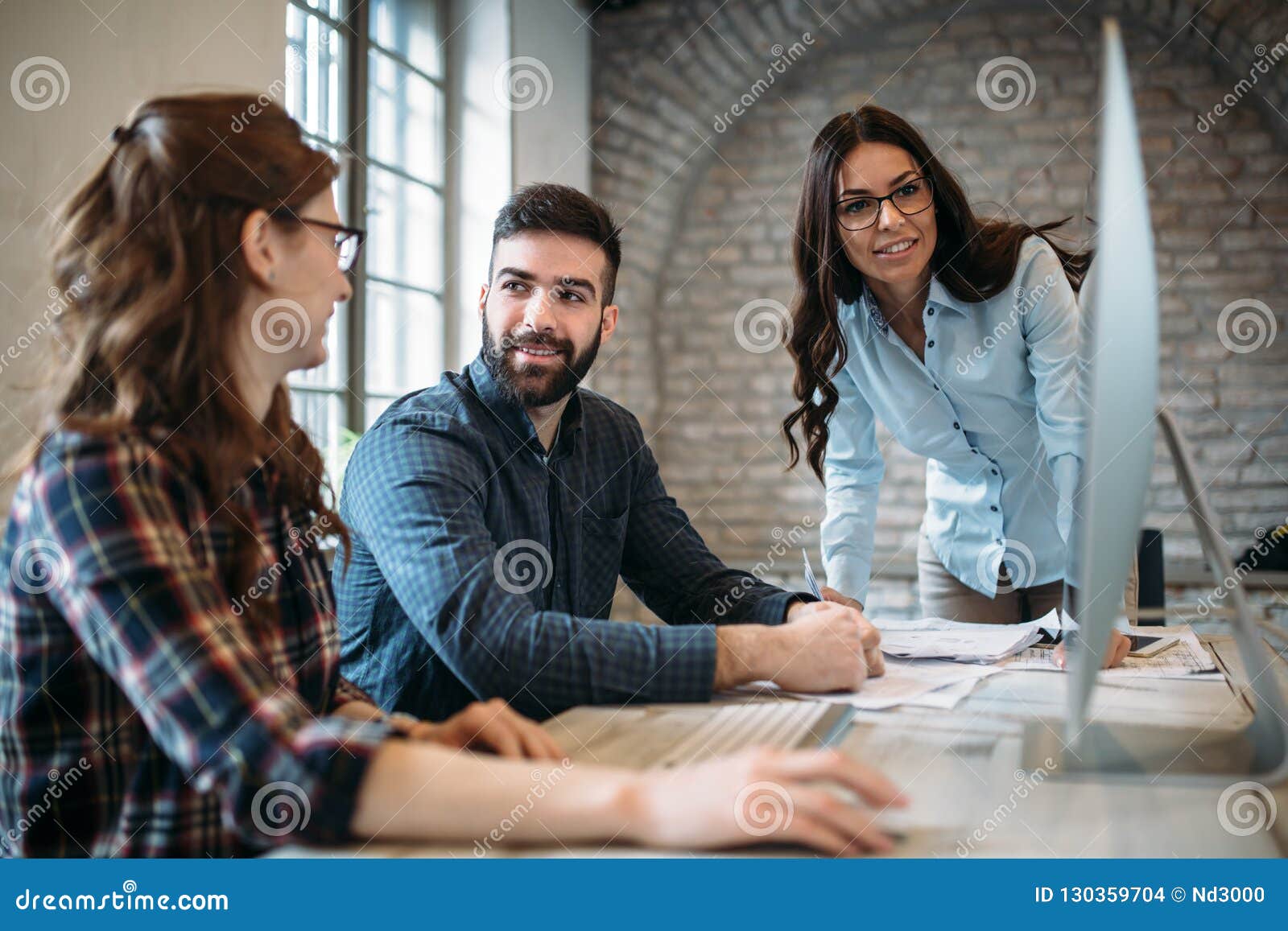 Young Architects Working on Project in Office Stock Photo - Image of ...