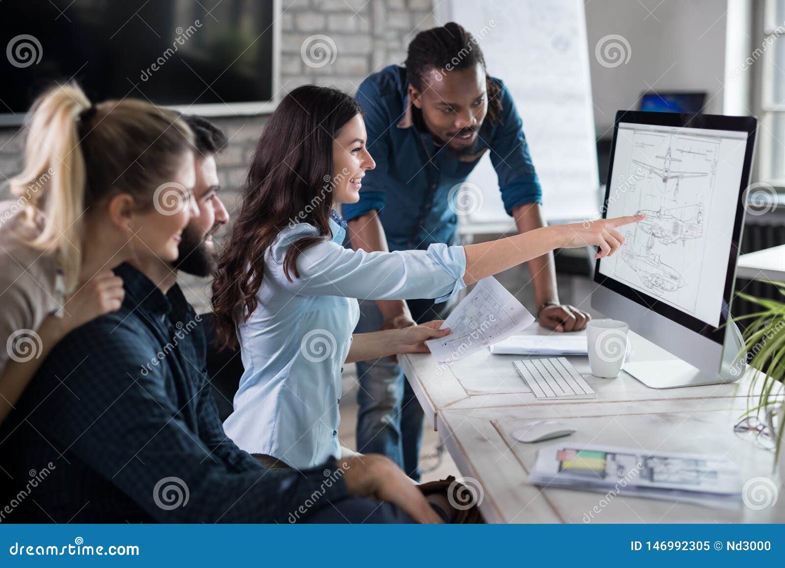 Young Architects Working on Project in Office Stock Image - Image of ...