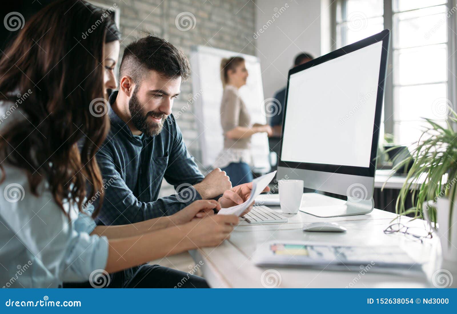 Young Architects Working on Project in Office Stock Photo - Image of ...