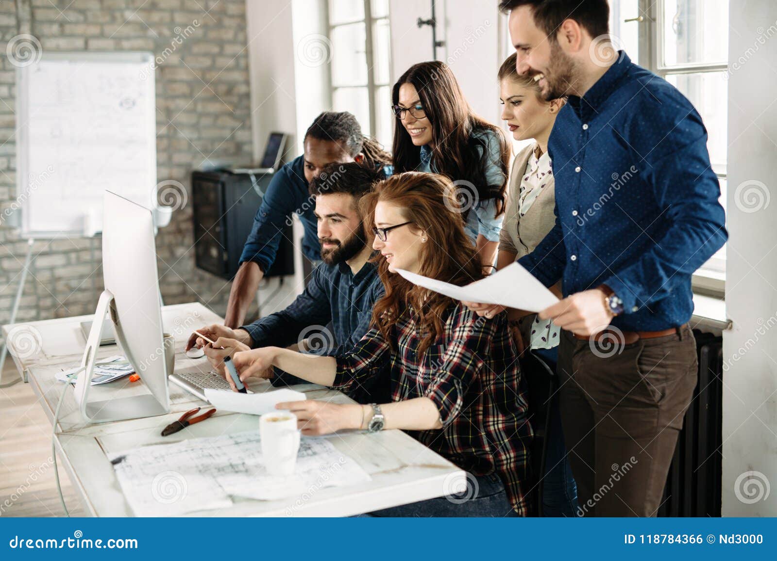 Young Architects Working on Project in Office Stock Photo - Image of ...
