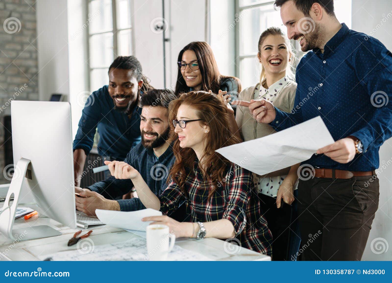 Young Architects Working on Project in Office Stock Image - Image of ...