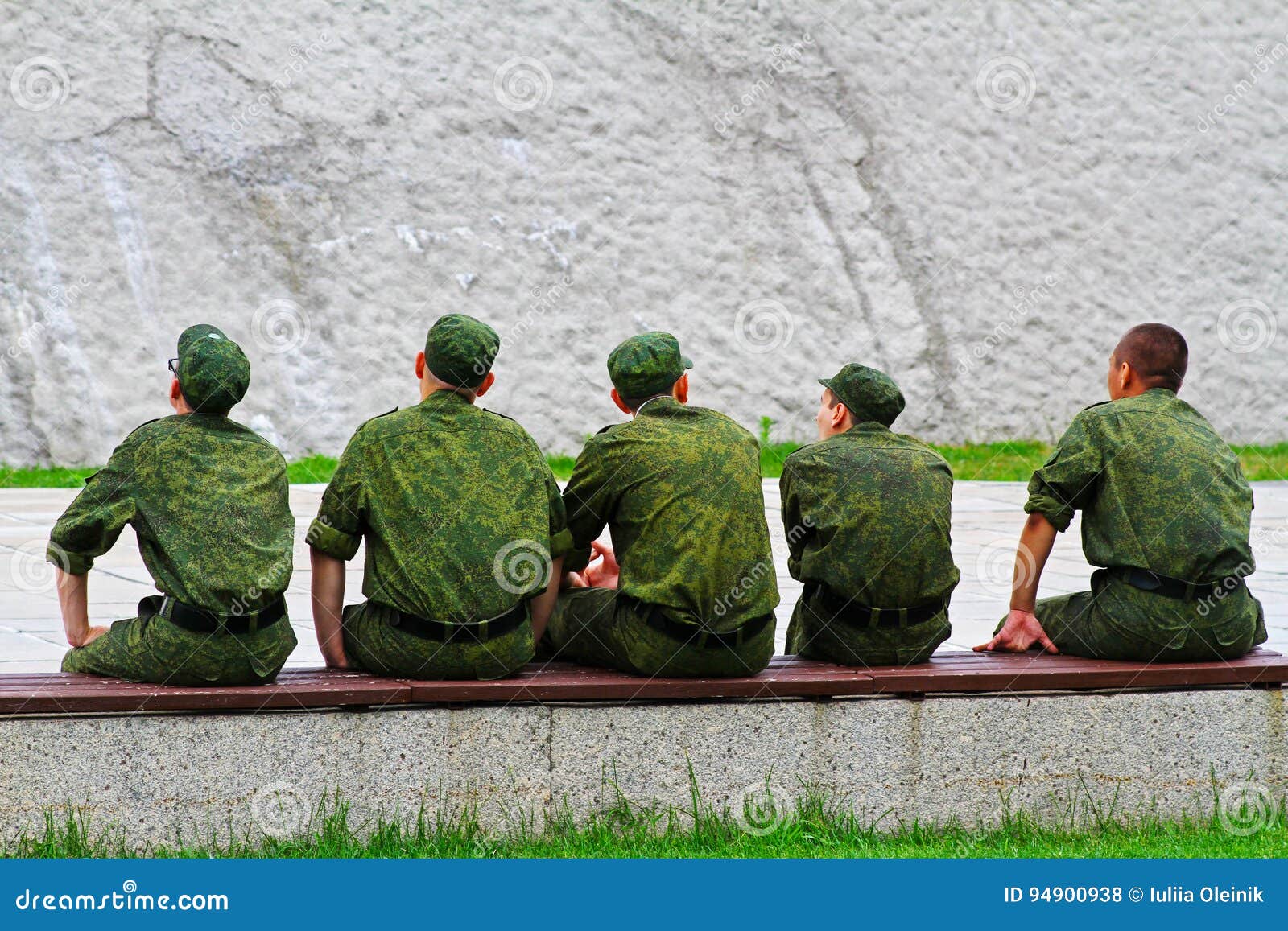 Young Army Men Sitting on a Bench Editorial Stock Photo - Image of ...
