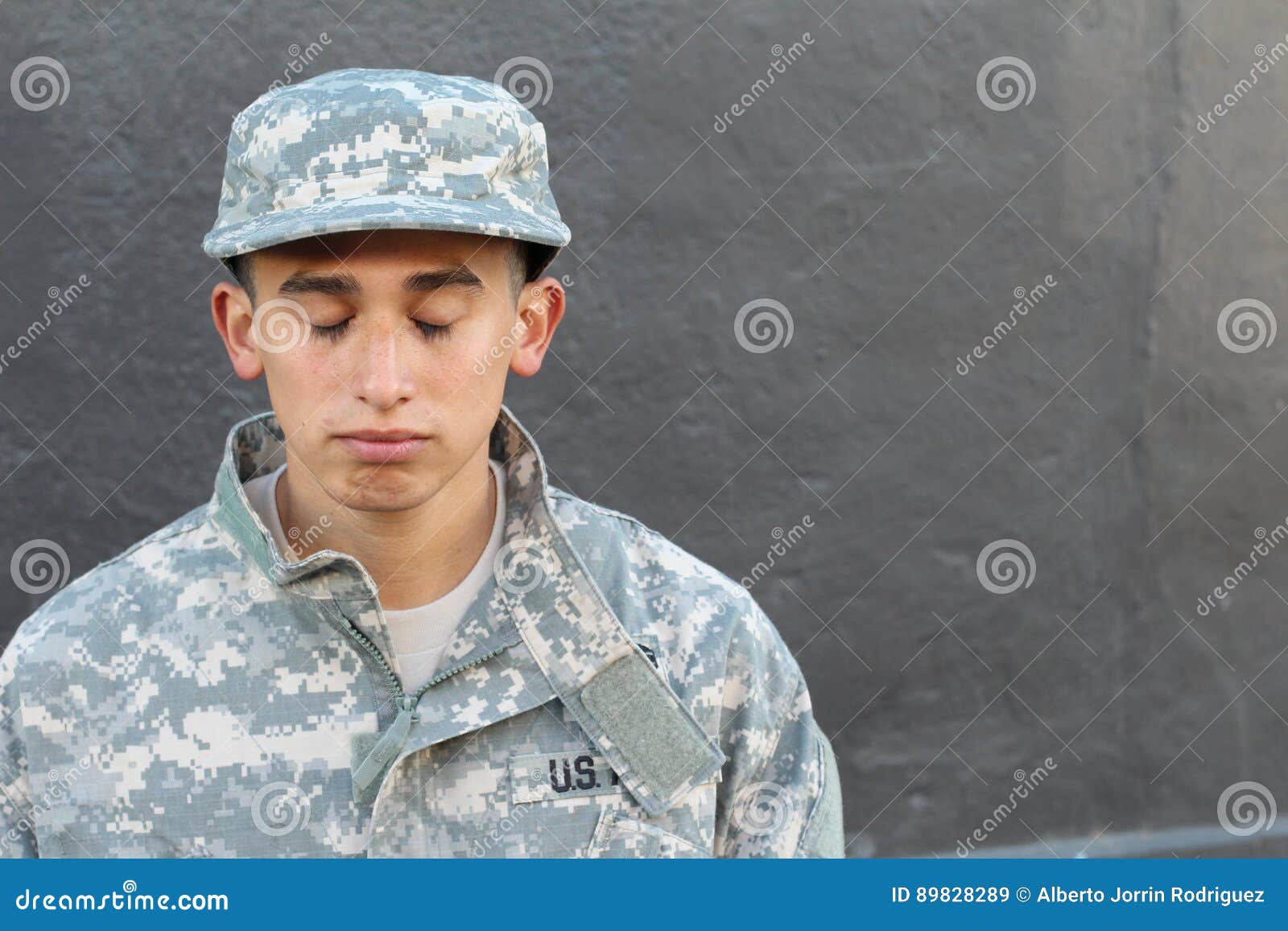 Young Army Soldier Crying Close Up Stock Image - Image of closed, head ...