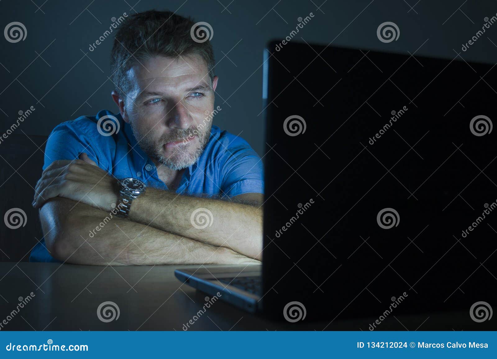 Young Aroused And Excited Sex Addict Man Watching Mobile Online In