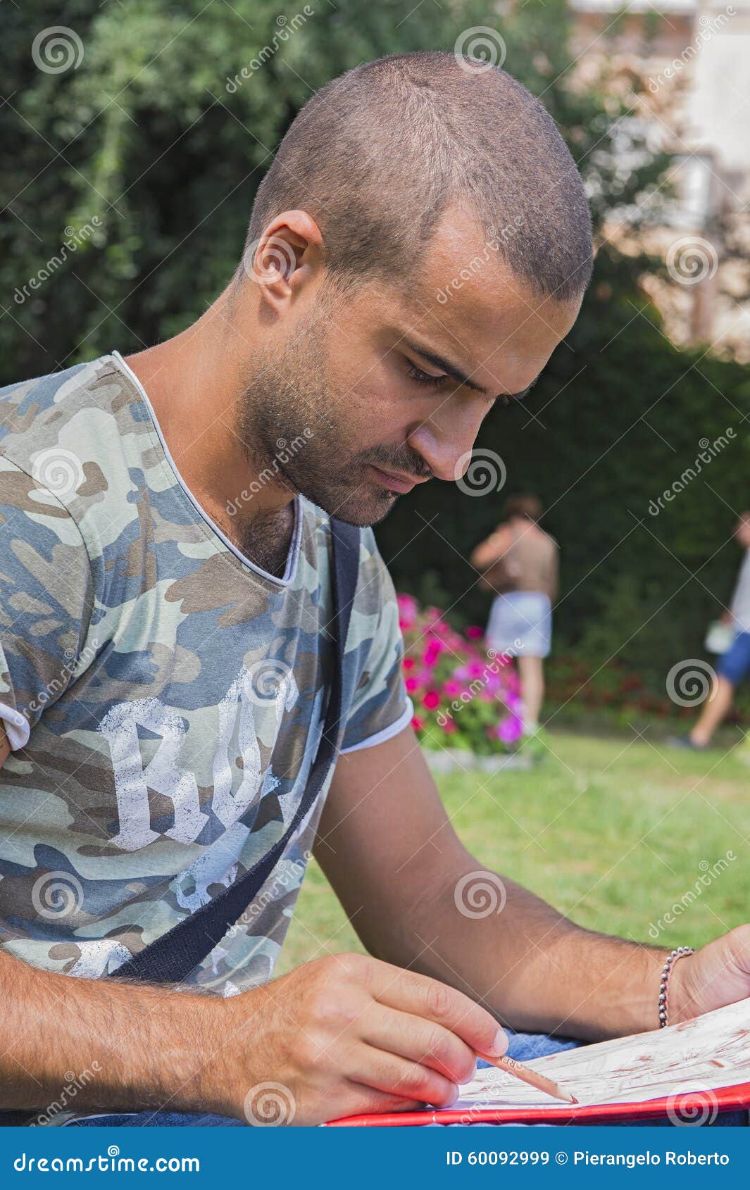 Young artist while drawing stock image. Image of paintbrush - 60092999