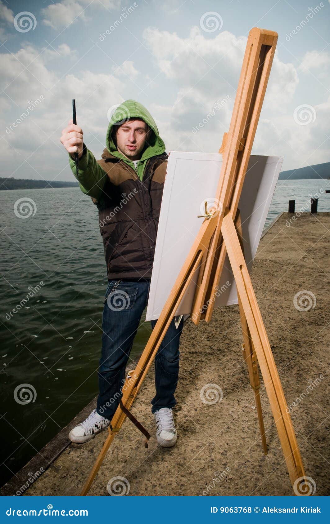Young Artist Drawing Outdoors Stock Photo - Image of clothes, draw: 9063768