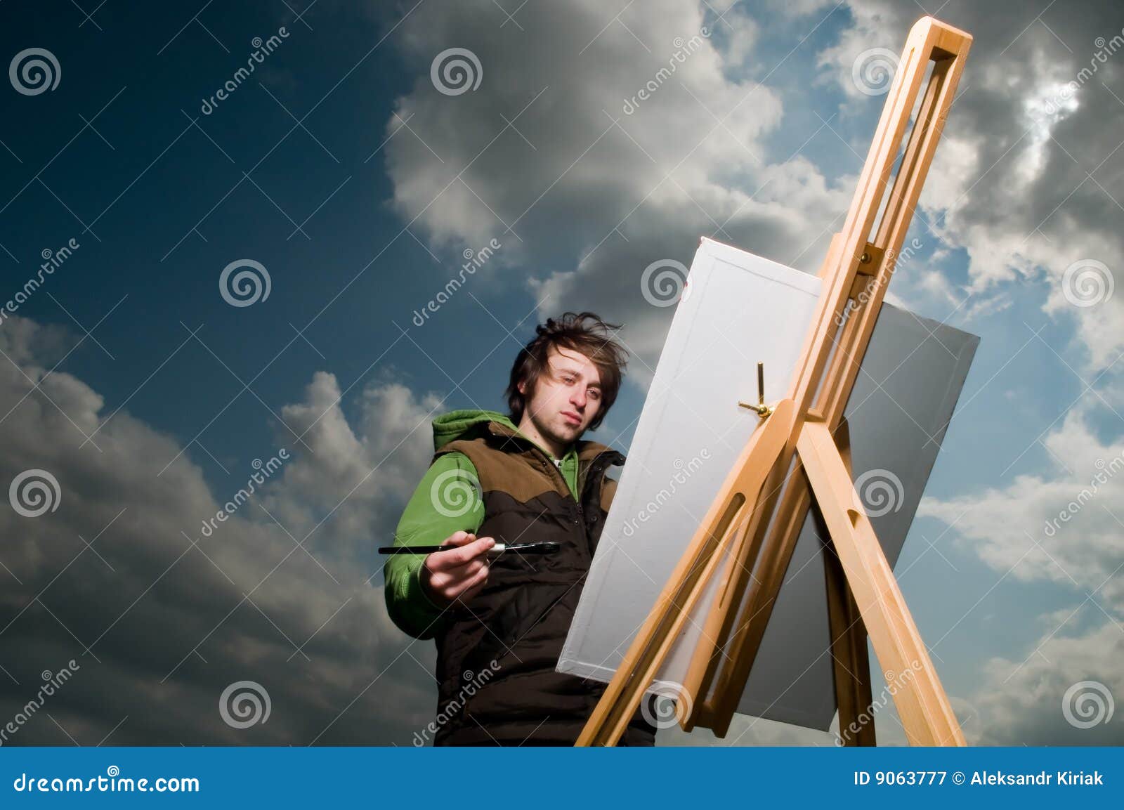 Young Artist Drawing Outdoors Stock Image - Image of painter, dramatic ...