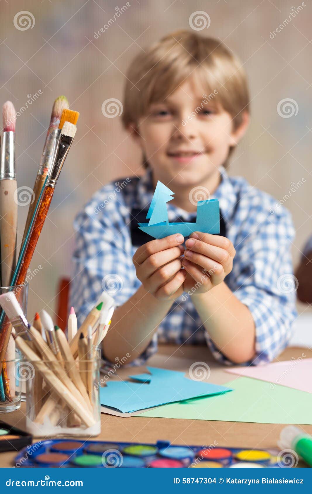 Young Artist Presenting His Work Stock Photo - Image of drawing, pupil ...
