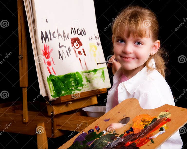 Young Artist at Work stock photo. Image of easel, paints - 3539606