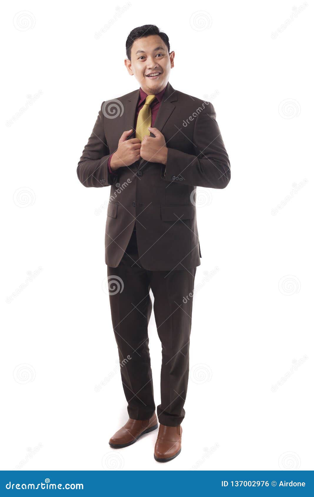 Young Asia Businessman Standing Straight Gesture, Smiling Expression ... Young Asia Businessman Standing Straight Gesture, Smiling Expression ...