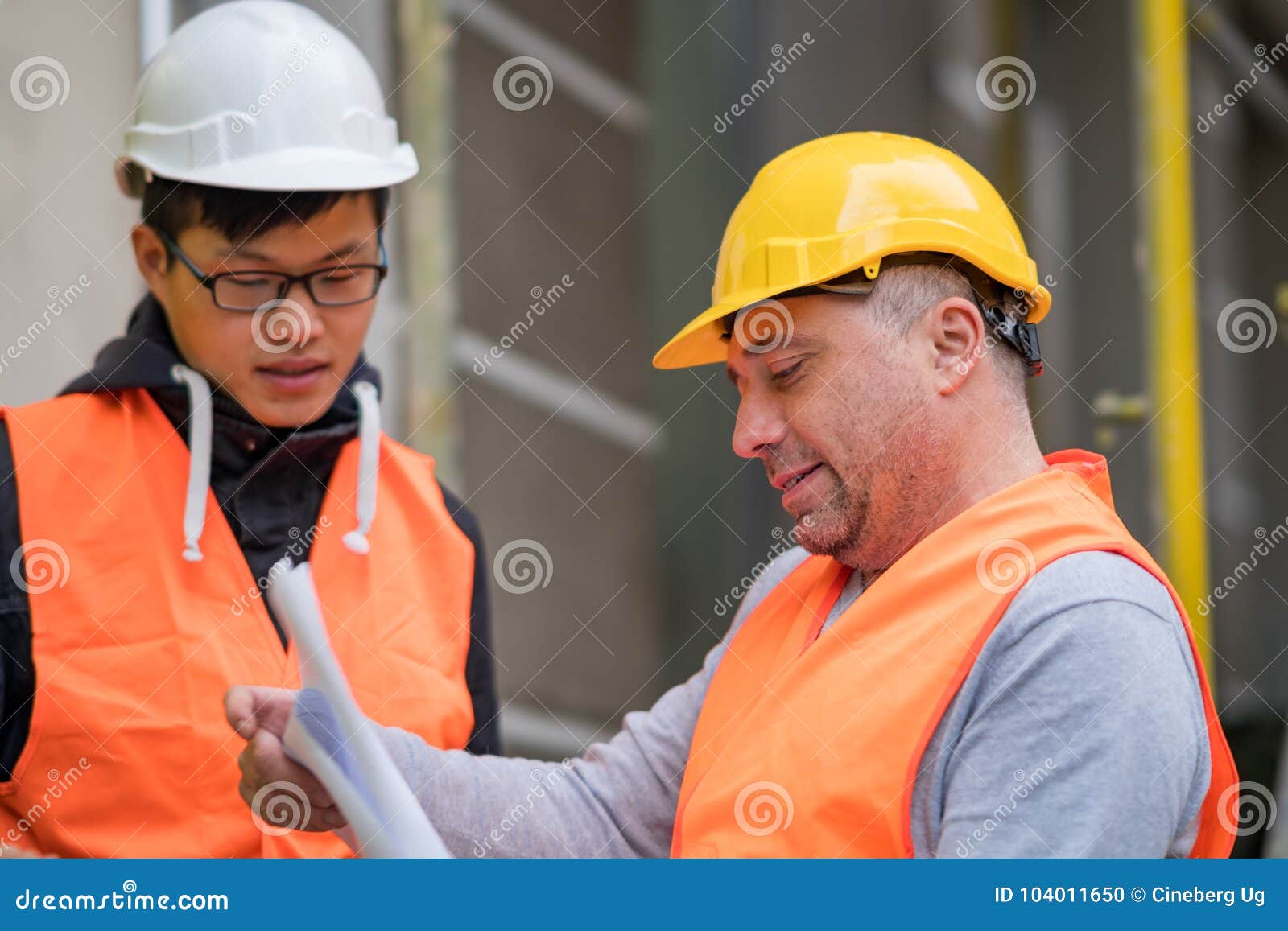 Young Asian Apprentice at Work with Senior Engineer Stock Photo - Image ...