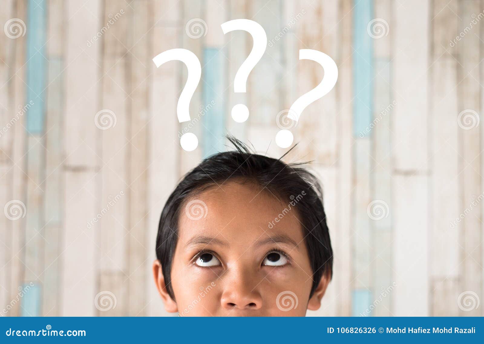 Young Asian Boy Looking To Question Mark Stock Photo - Image of ...