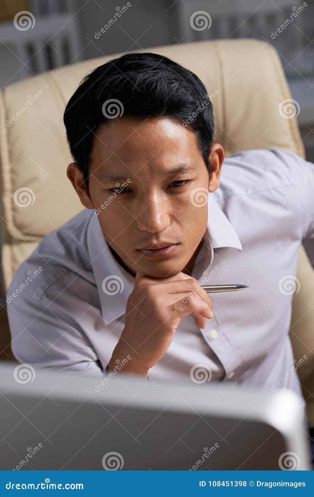 Reading report on computer stock photo. Image of analyzing - 108451398