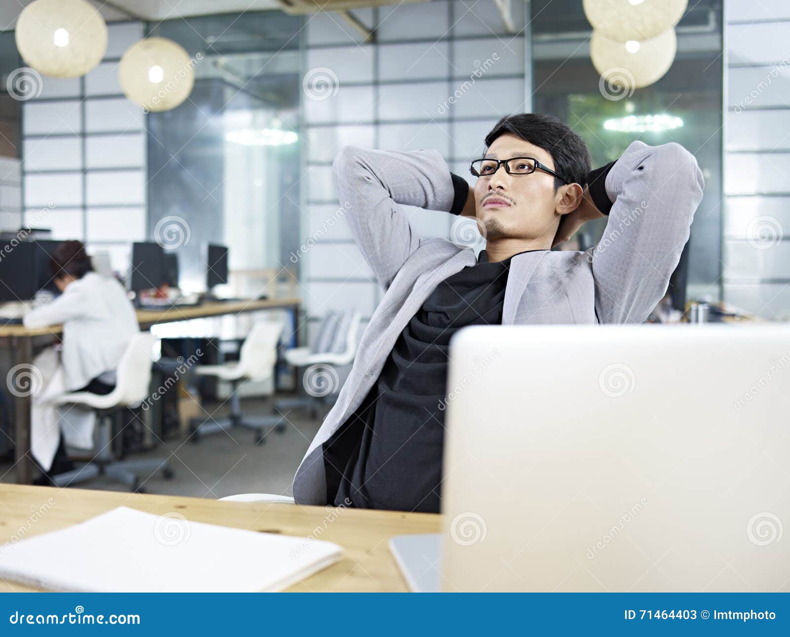 Young Asian Business Executive Thinking in Office Stock Image - Image ...