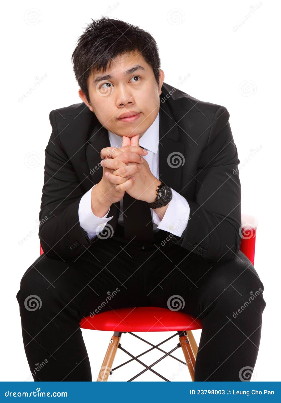 Young Asian Business Man Thinking Stock Image - Image of friendly ...