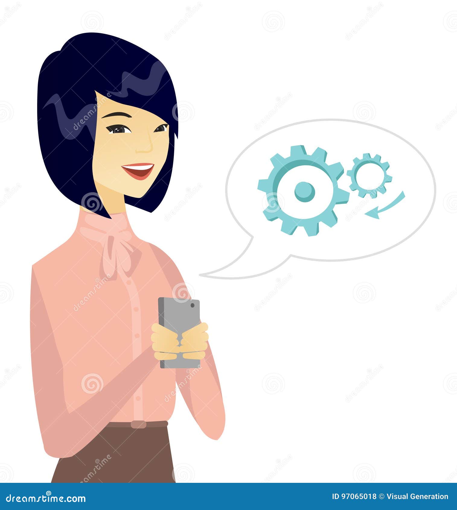Young Asian Business Woman Holding a Mobile Phone. Stock Vector ... Young Asian Business Woman Holding a Mobile Phone. Stock Vector ...