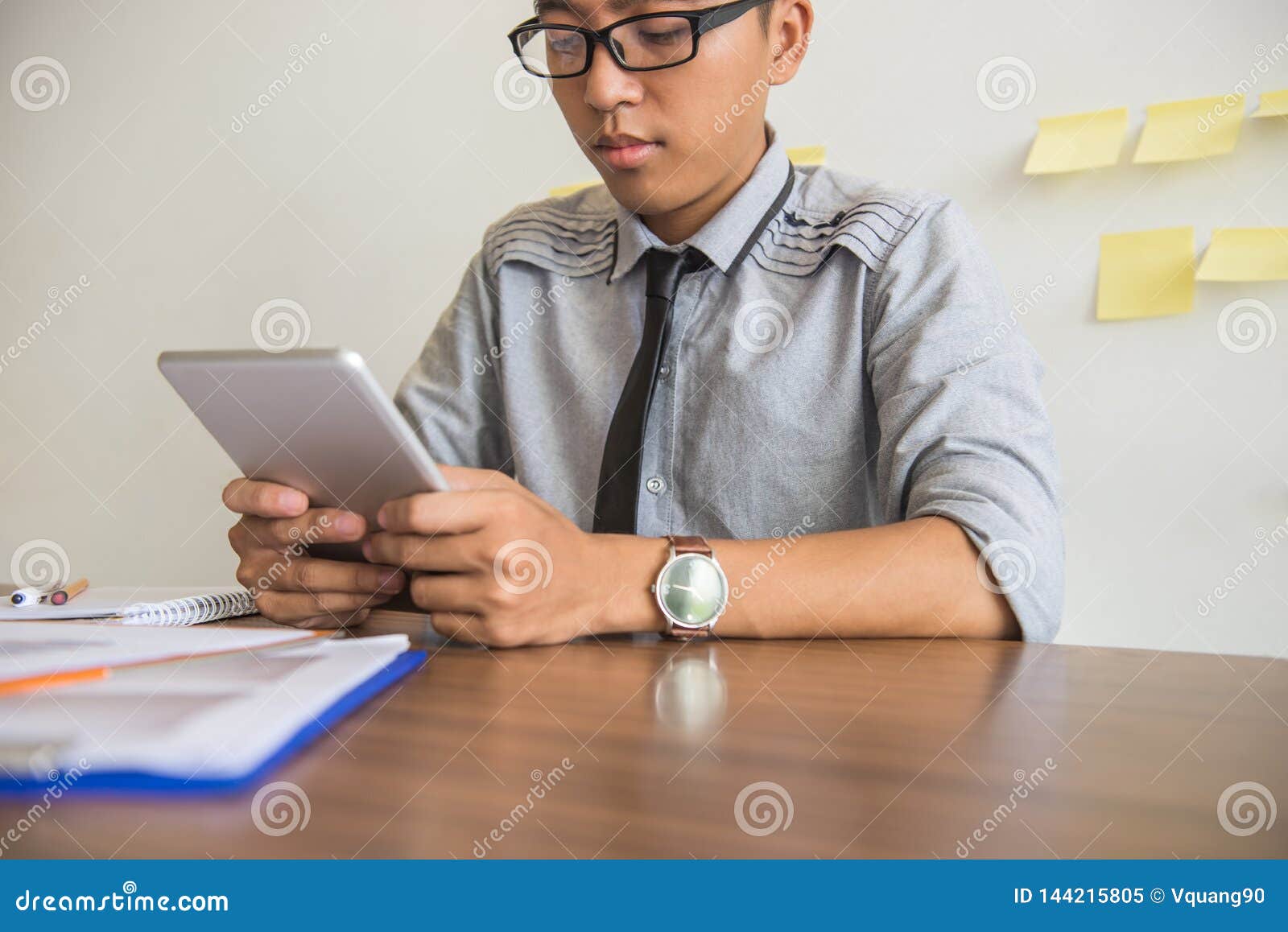 Young Businessman Using Tablet in the Office Stock Image - Image of ...