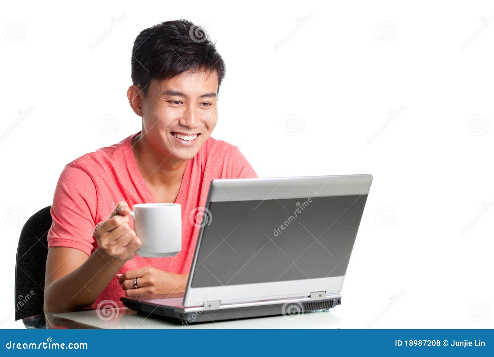 Young Asian Chinese Using Laptop and Relaxing Stock Photo - Image of ...