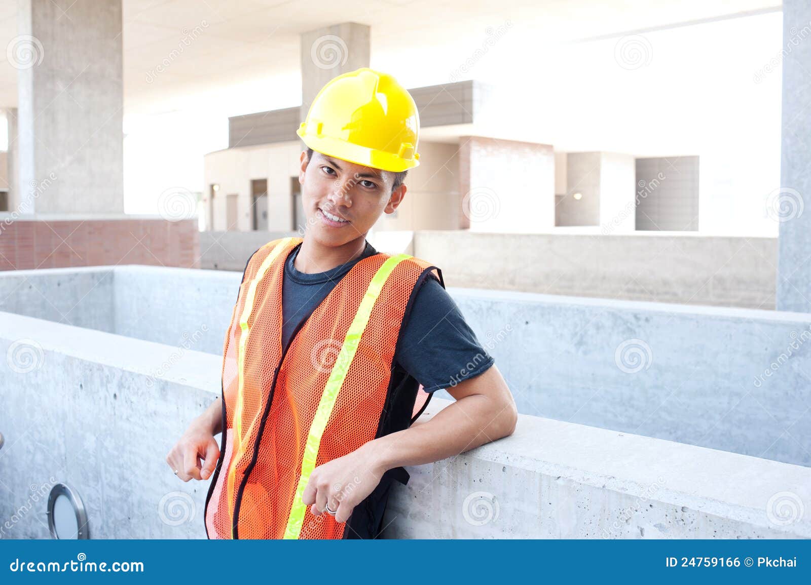 Young Asian Construction Worker Stock Photo - Image of asian, helmet ...