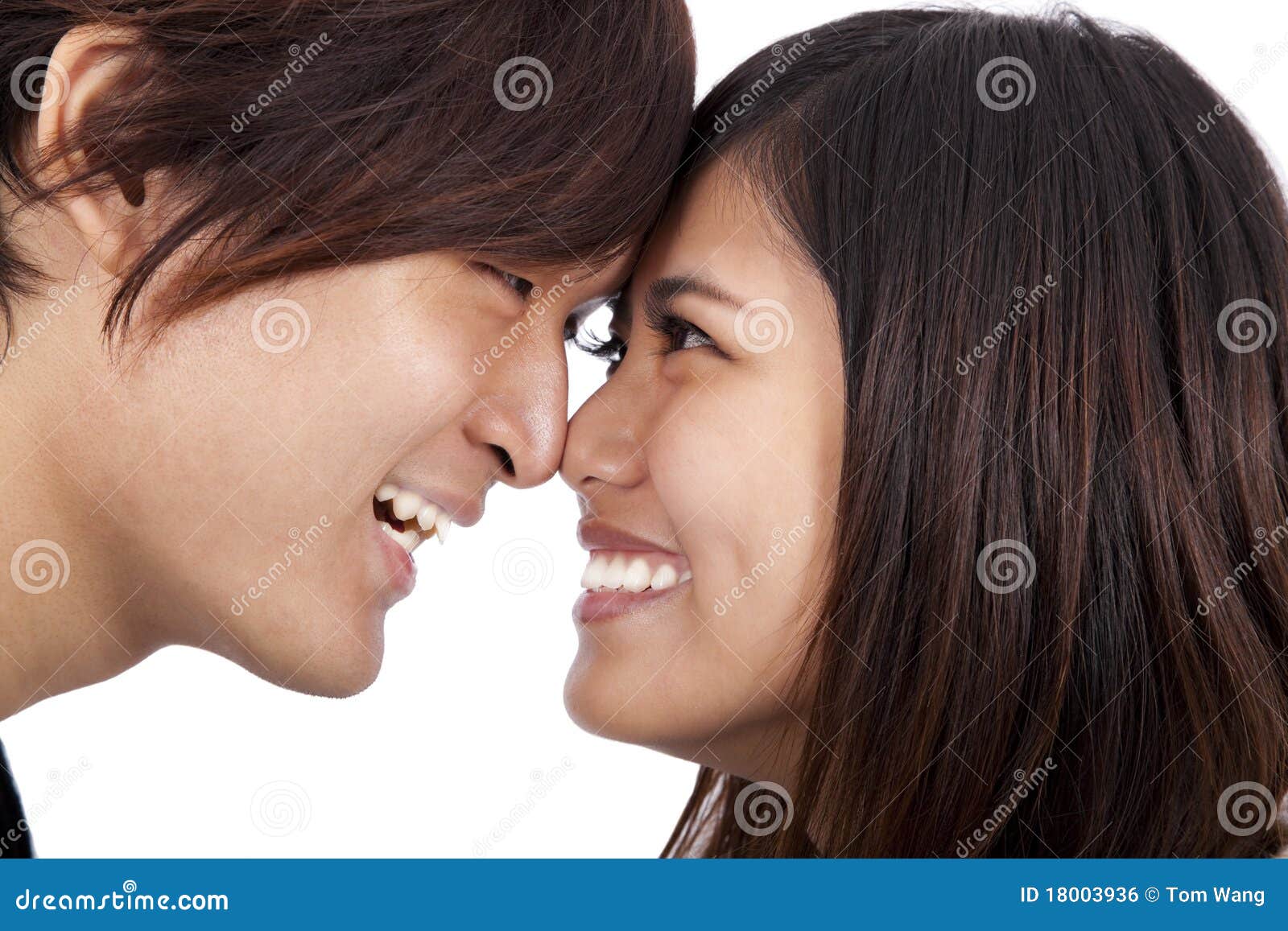 Young Asian Couple Face To Face Stock Photo - Image of love, background ...