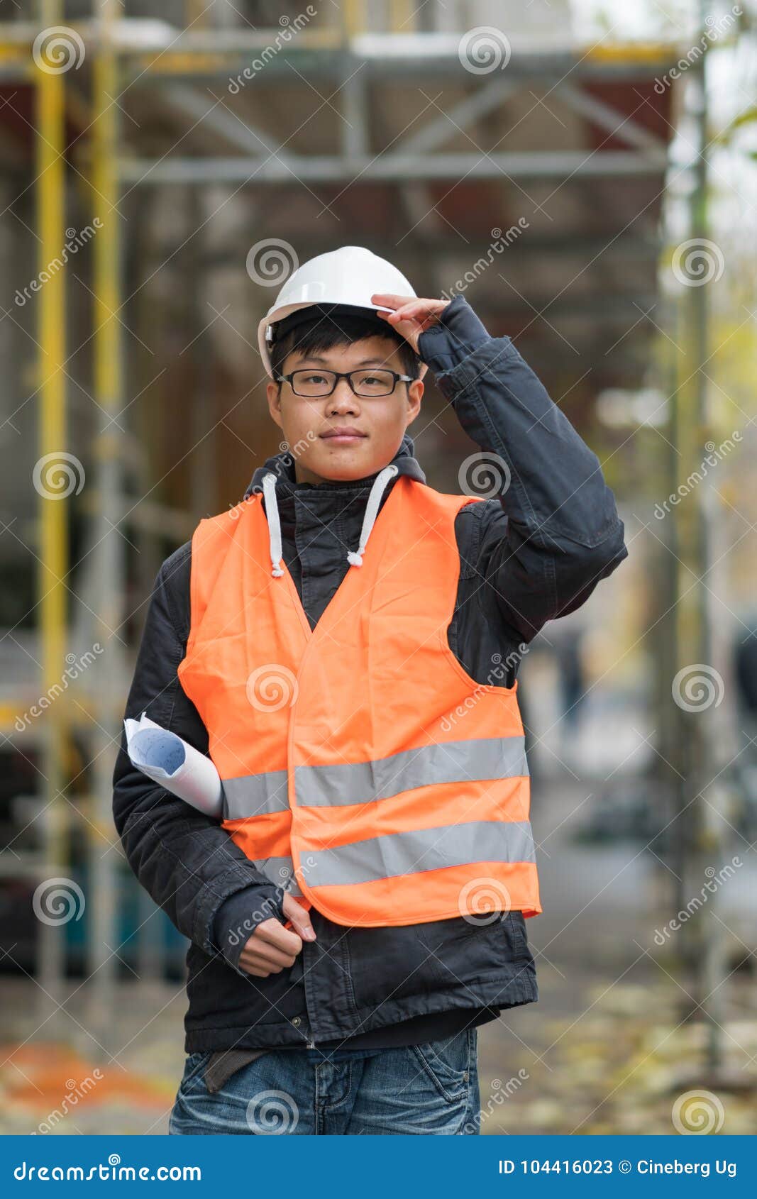 Young Asian Engineer Posing during His Work on Construction Site Stock ...
