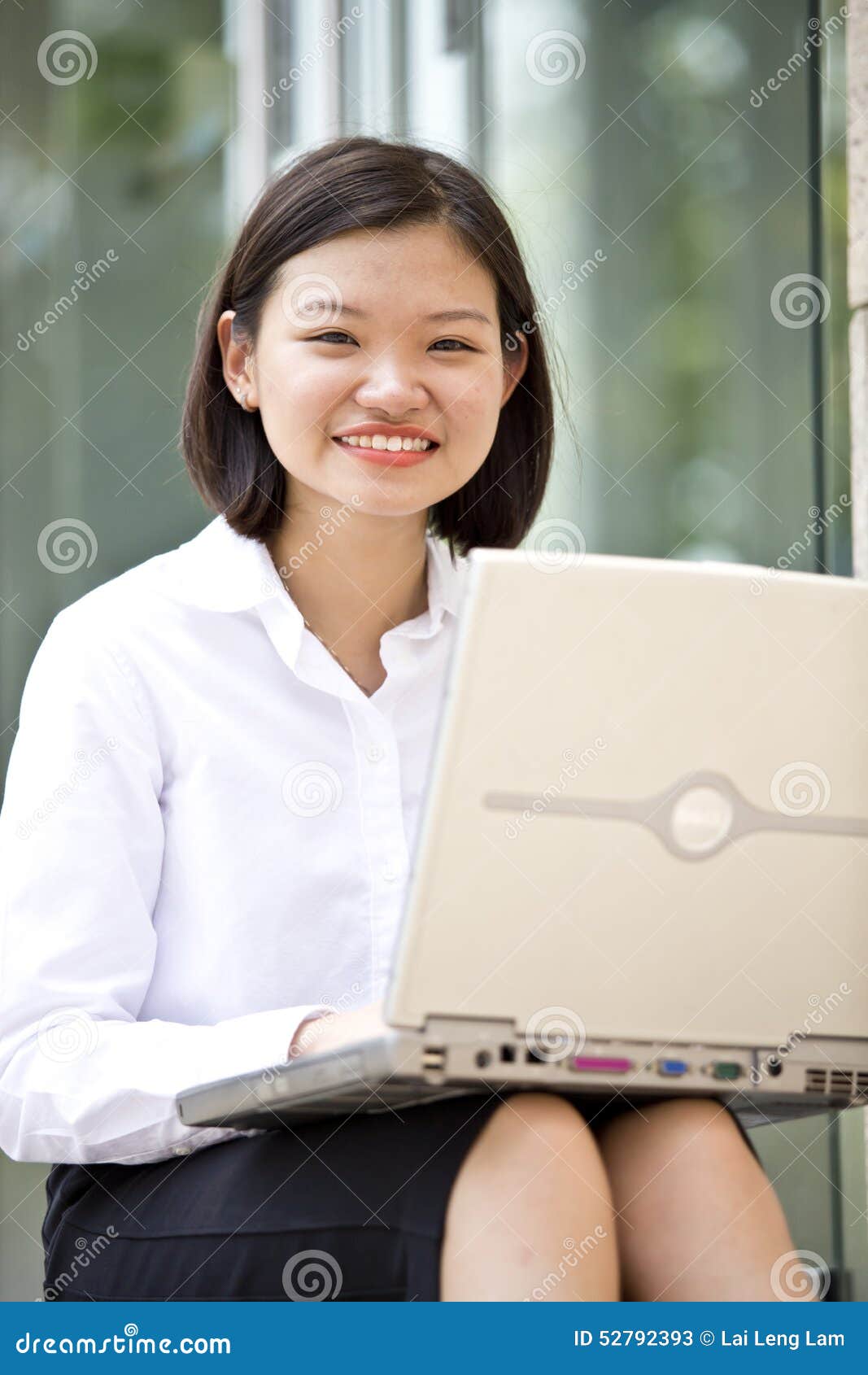 Young Asian Female Executive Using Laptop Stock Image - Image of ...